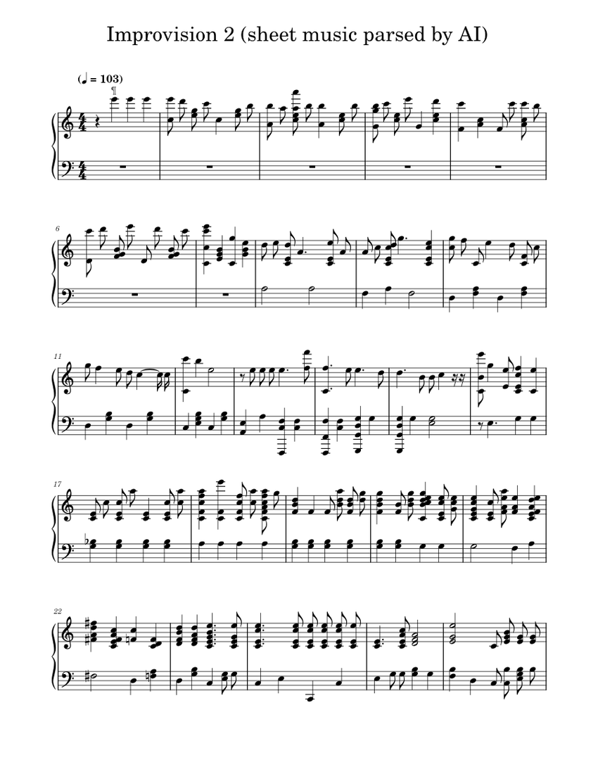Improvisation 2 (sheet music parsed by AI) Sheet music for Piano (Solo) | Musescore.com