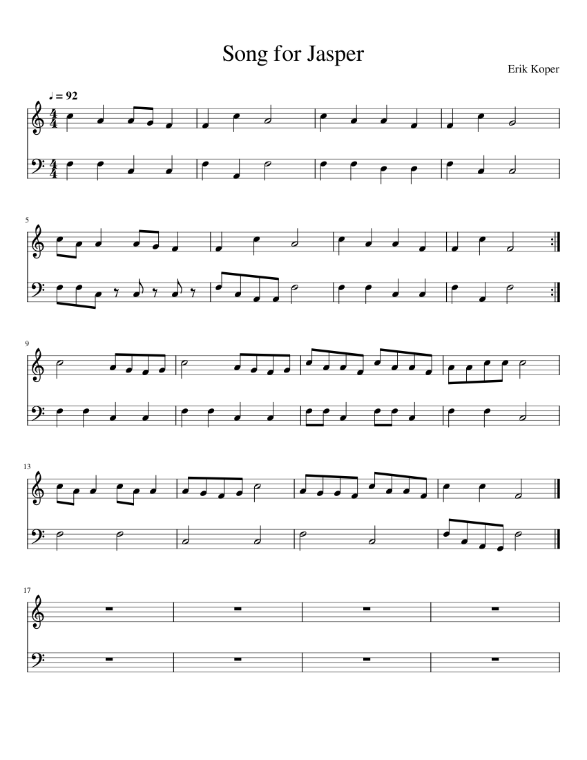 Song for Jasper Sheet music for Piano (Solo) Easy | Musescore.com
