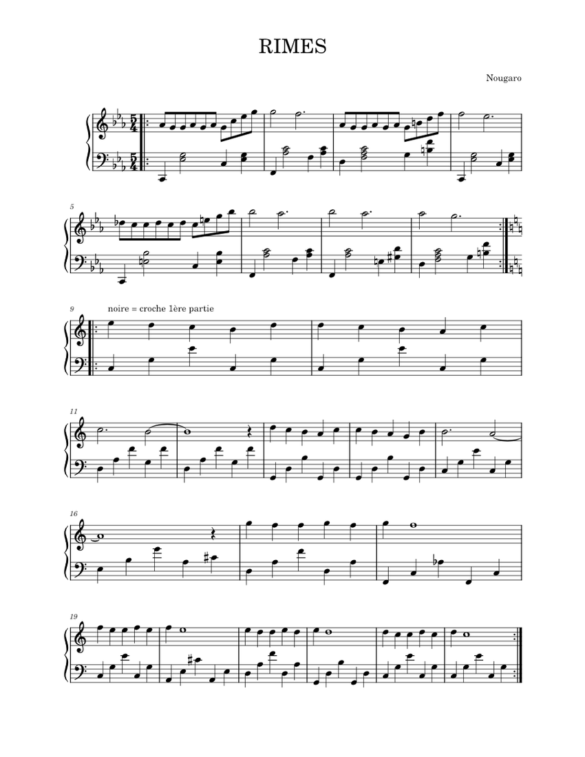 RIMES Sheet music for Piano (Solo) | Musescore.com