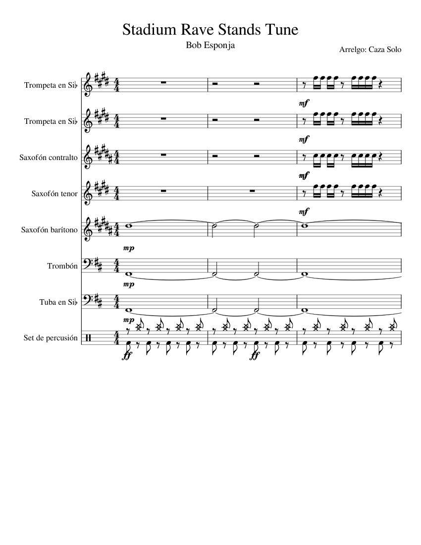 Stadium Rave Stands Tune OSOS Sheet Music for Trombone, Tuba, Saxophone ...