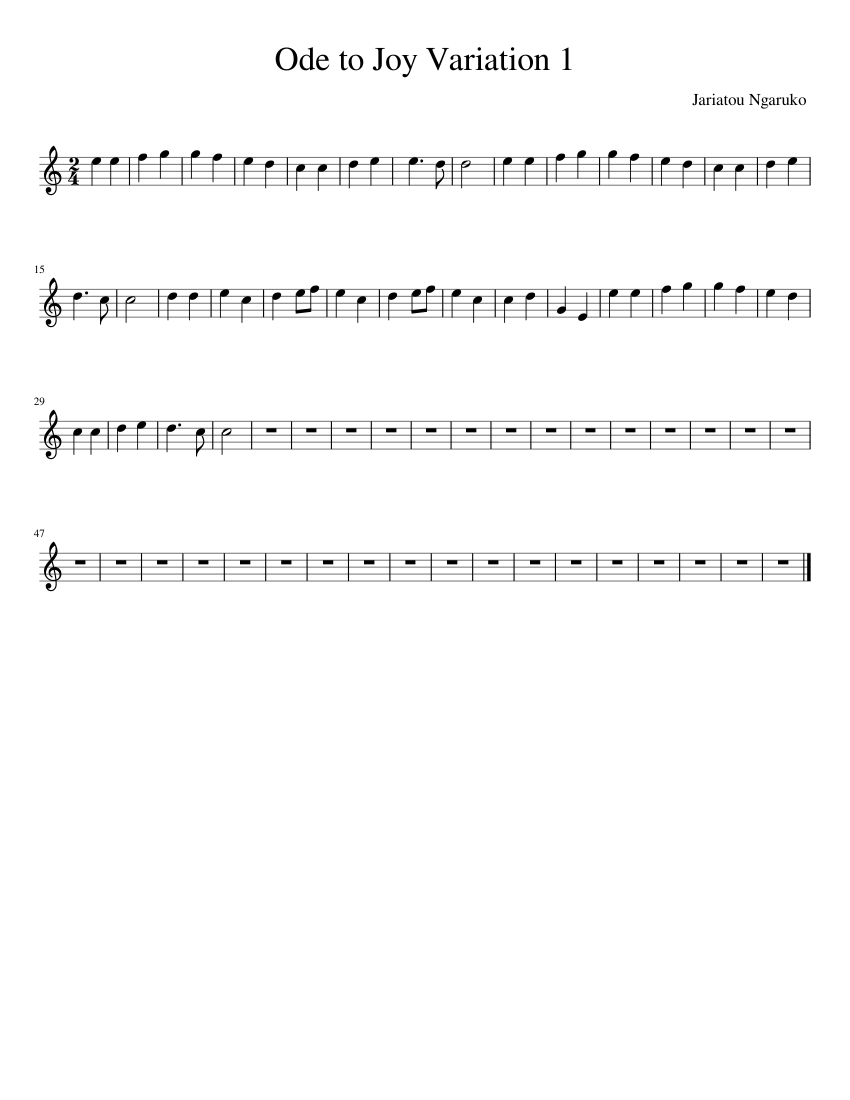 Variation one Sheet music for Piano (Solo) Easy | Musescore.com