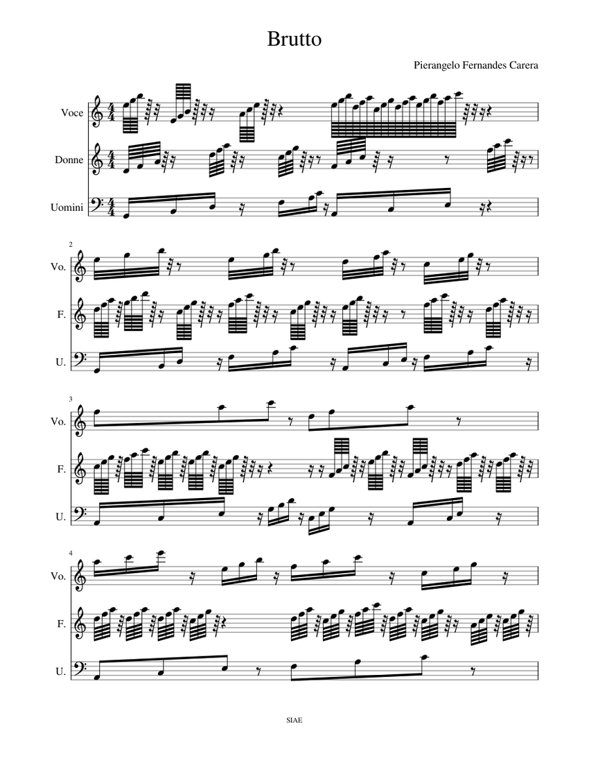 Brutto Sheet music for Vocals, Female, Male (Choral) | Musescore.com