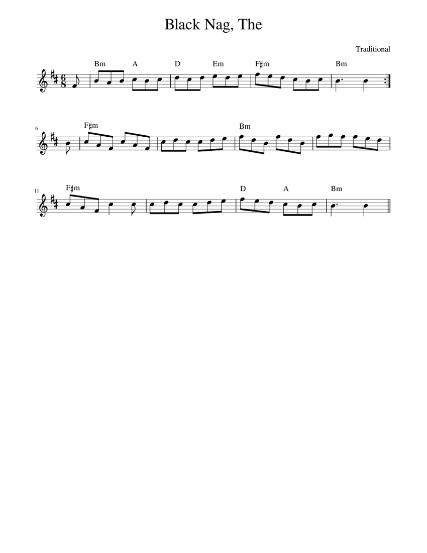 Traditional music - The Black Nag Sheet music for Piano (Solo) | Musescore.com