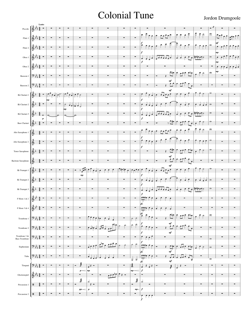 Colonial Tune Sheet music for Trombone, Euphonium, Tuba, Flute piccolo ...