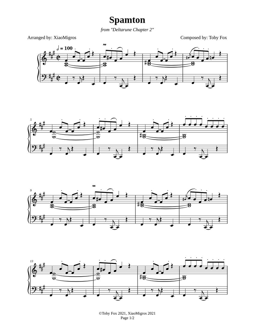 Spamton - Deltarune Chapter 2 Sheet music for Piano (Solo) | Musescore.com