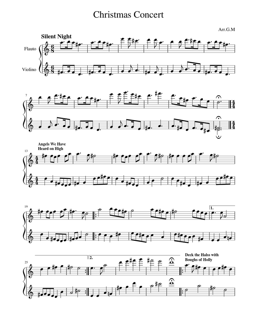 Christmas Concert Sheet music for Flute, Violin (Mixed Duet ...