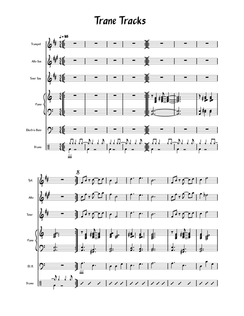 Trane Tracks (A tribute to John Coltrane) Sheet music for Piano ...