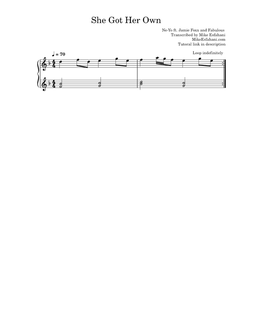 She Got Her Own - Ne-Yo ft. Jamie Foxx and Fabulous Sheet music for ...
