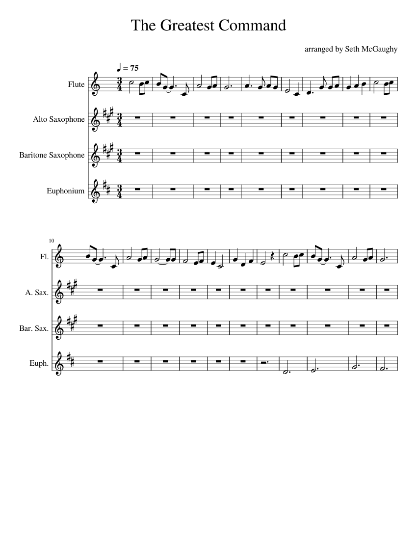 The Greatest Commands – arr. Seth McGaughy Sheet Music for Euphonium ...
