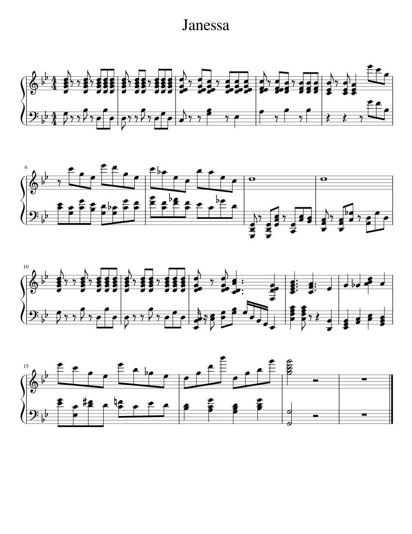 Janessa Sheet Music for Piano (Solo) | MuseScore.com