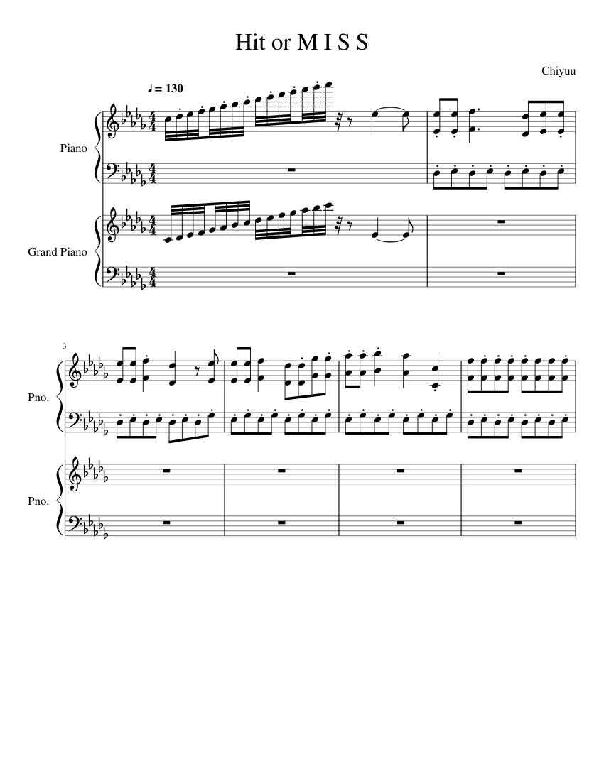 Hit or M I S S Sheet Music for Piano (Piano Duo) | MuseScore.com