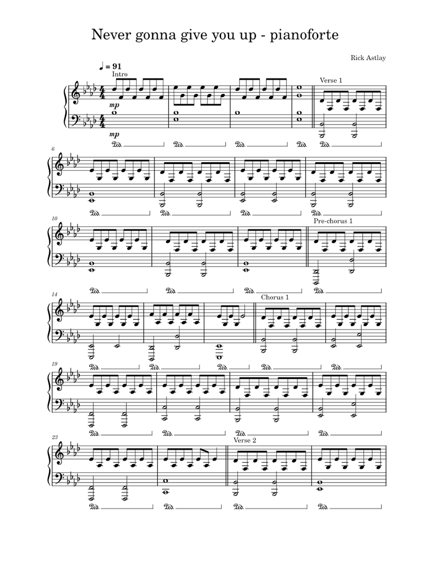 Never gonna give you up (pianoforte) - Rick Astley Sheet music for ...