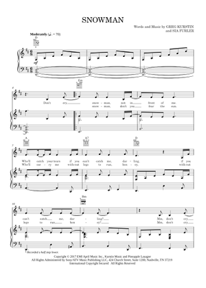 Snowman – Sia (solo violin sheet) Sheet Music for Violin (Solo ...