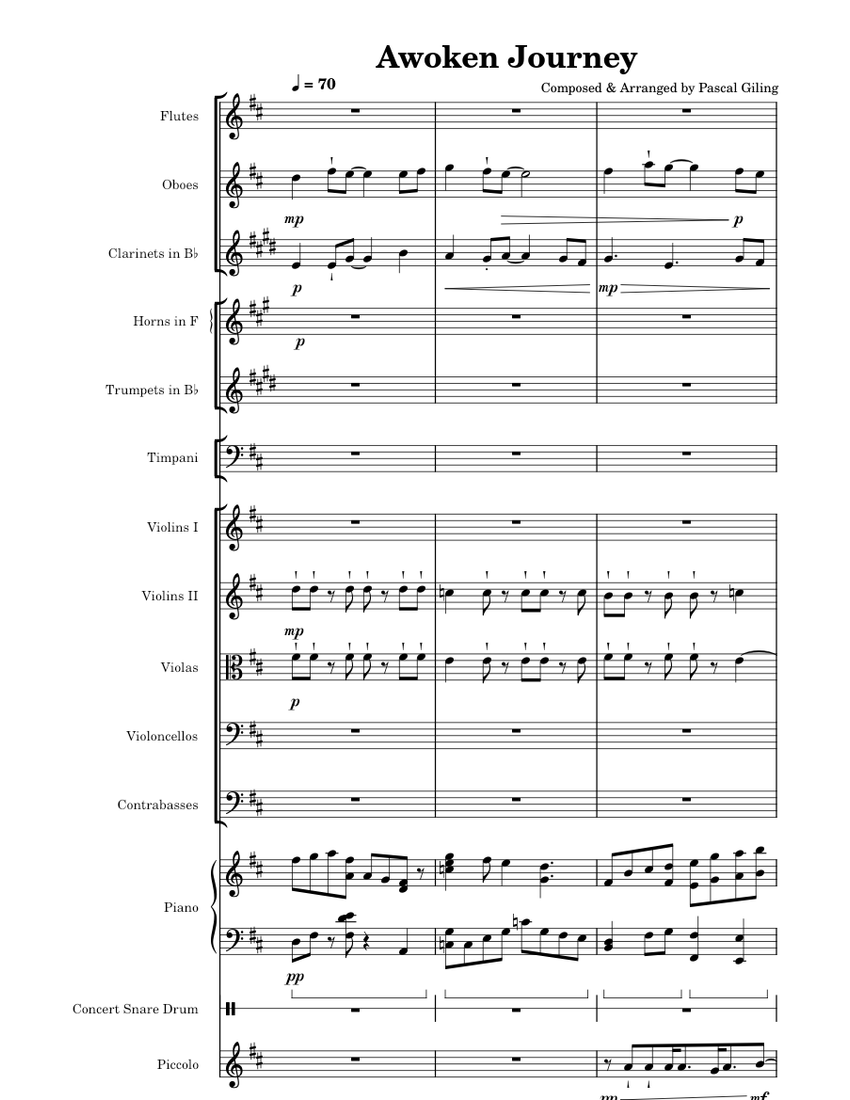 Awoken Journey - Orchestral Sheet music for Piano, Flute piccolo, Flute ...