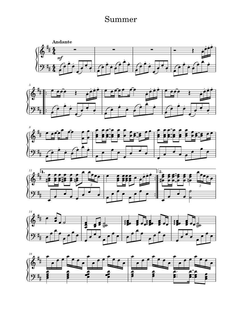 Summer Sheet music for Piano (Solo) | Musescore.com