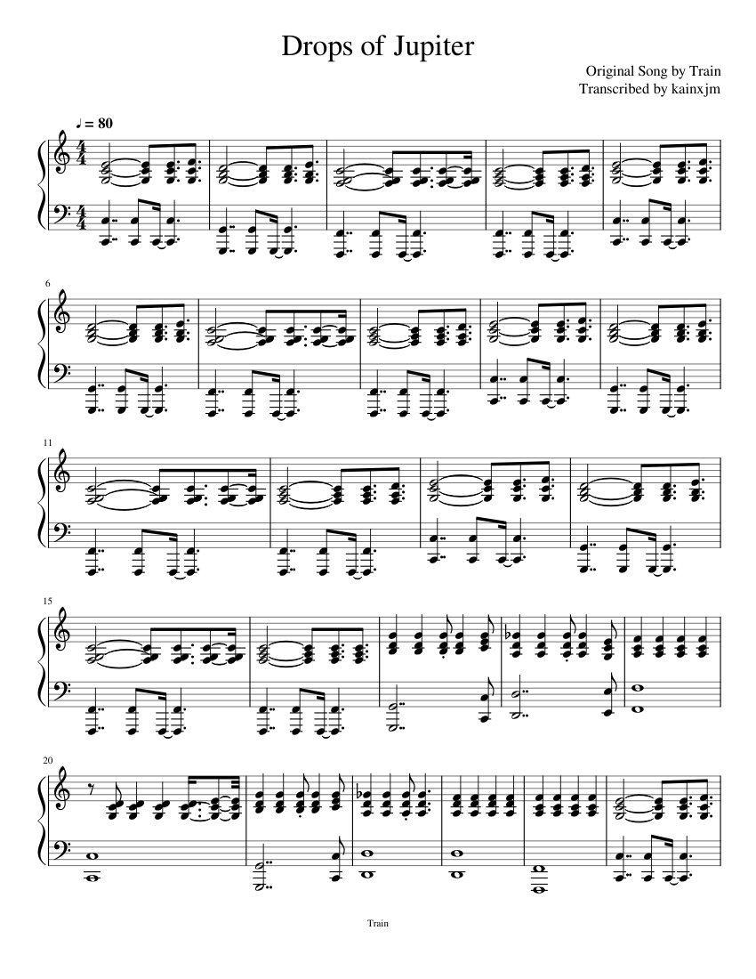 Drops of Jupiter - Train (Instrumental) Sheet Music for Piano (Solo ...