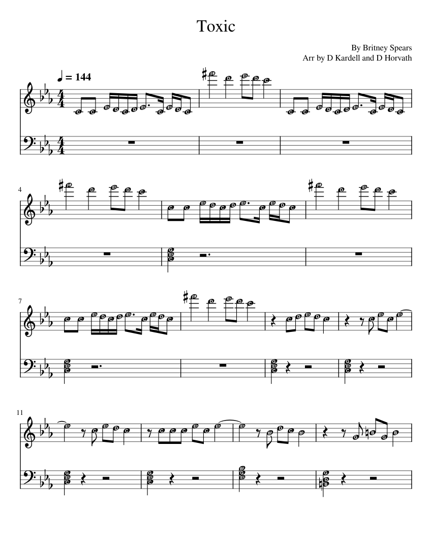 Toxic – Britney Spears Sheet Music for Piano (Solo) | MuseScore.com