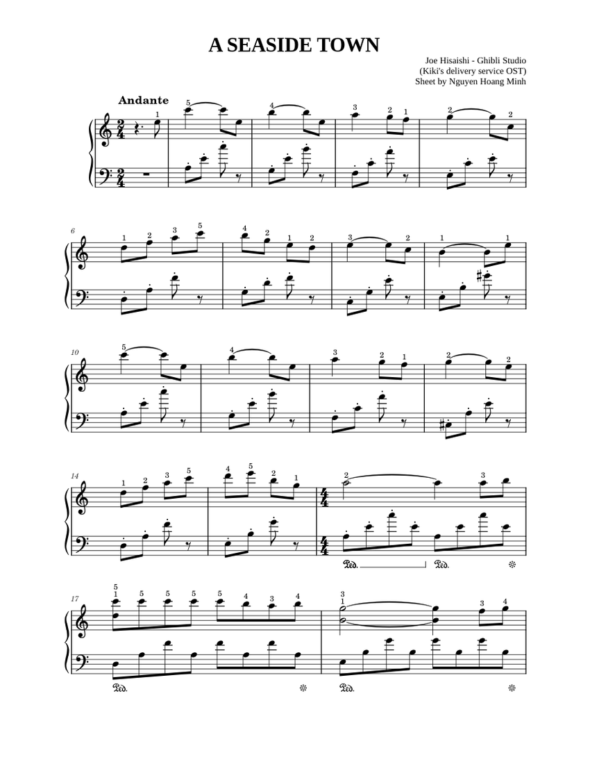 A Seaside Town Sheet Music for Piano (Solo) easy | MuseScore.com