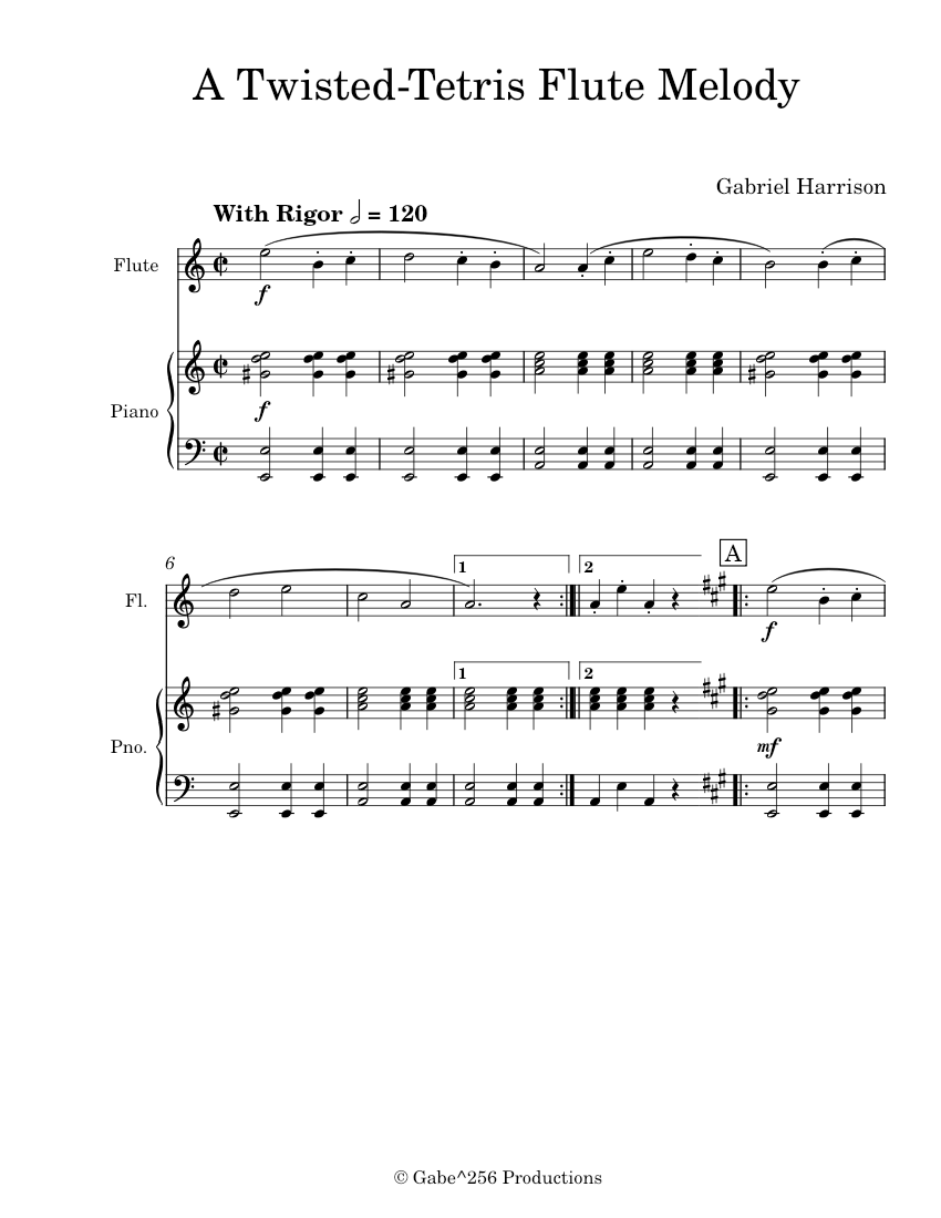 A Twisted-Tetris Flute Melody - Gabe^256 Productions Sheet music for ...
