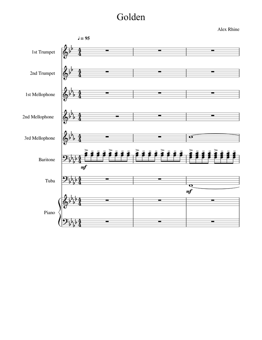 Golden Sheet music for Piano, Tuba (Solo) | Musescore.com