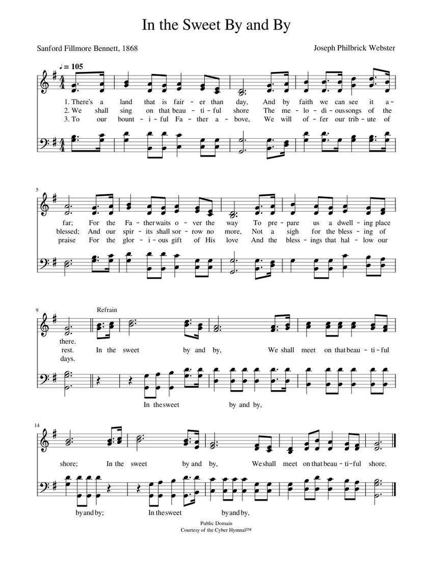 In the sweet by and by - Joseph P. Webster Sheet Music for Piano (Piano ...