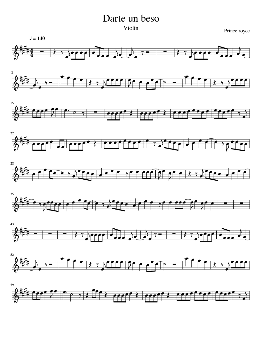 Darte un beso Sheet Music for Violin (Solo) | MuseScore.com