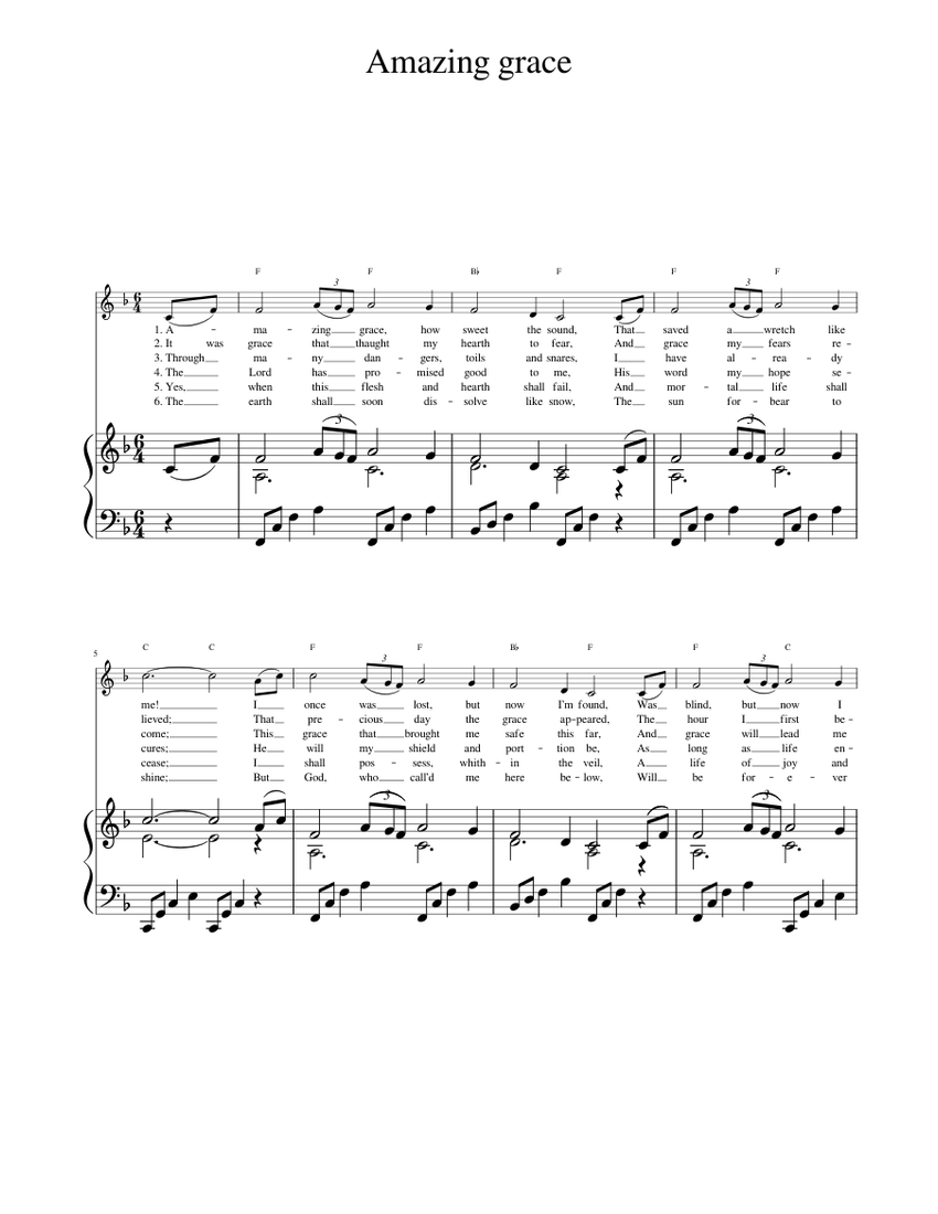 Amazing grace Sheet music for Piano (Solo) | Musescore.com