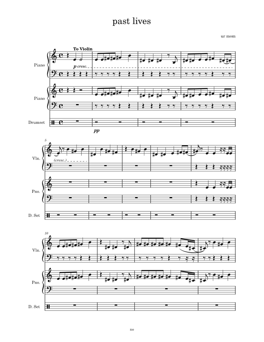 Past lives Sheet music for Piano, Drum group (Piano Duo) | Musescore.com