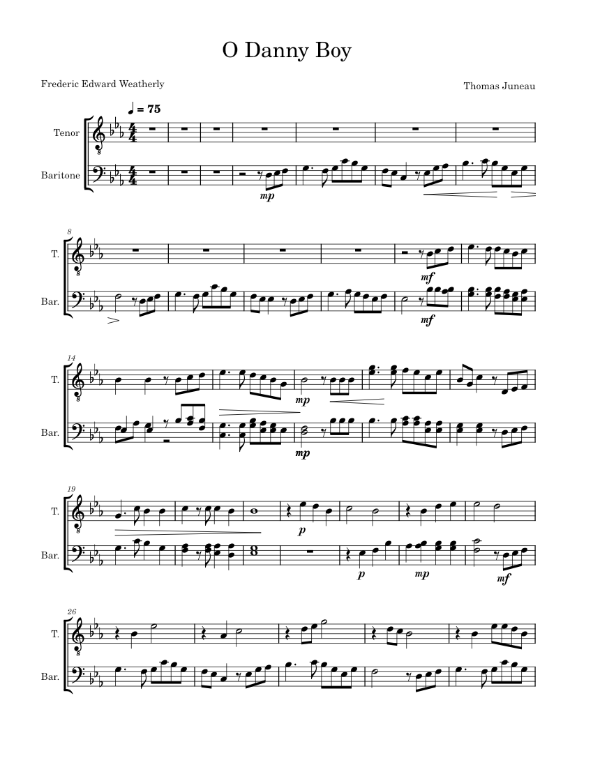 O Danny Boy – Irish Folk melody / Thomas Juneau Sheet music for Tenor ...