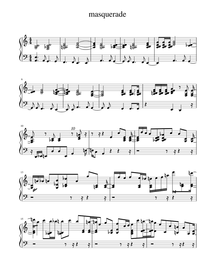 Masquerade - Deemo - m2u Sheet music for Piano (Solo) | Musescore.com