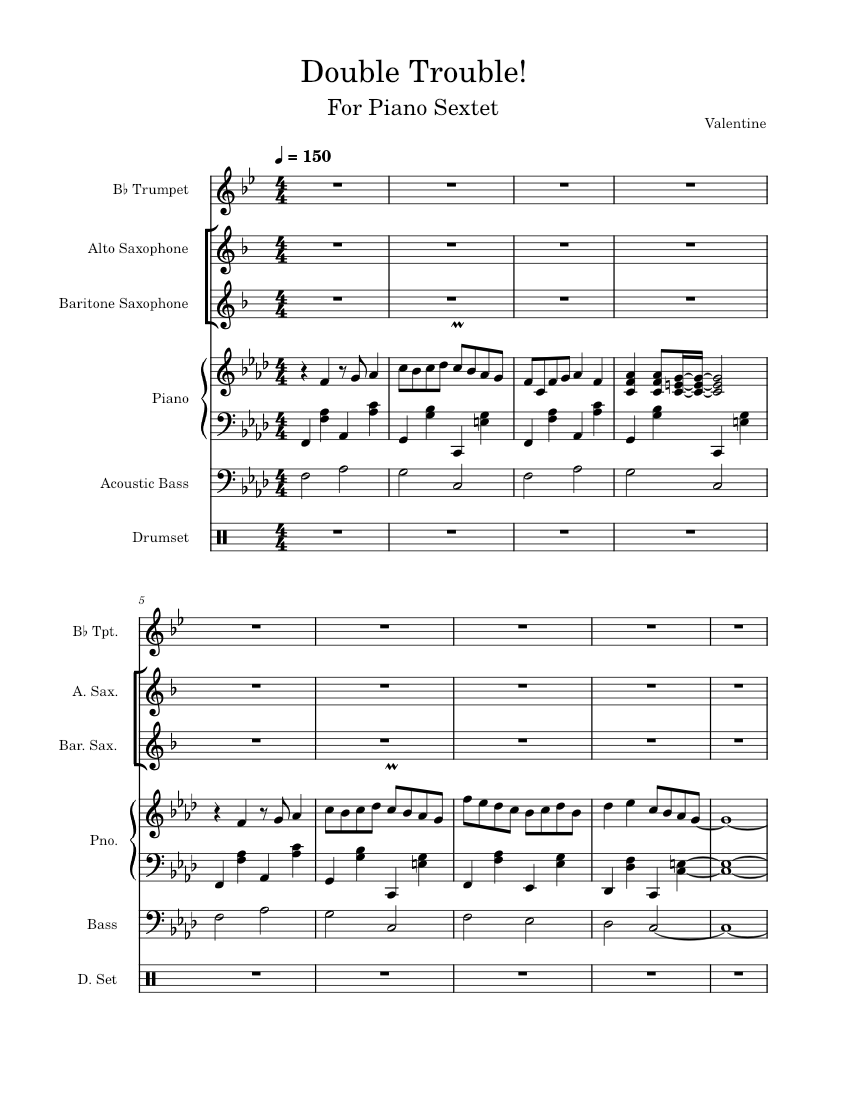 Double Trouble! Sheet music for Piano, Saxophone alto, Saxophone ...