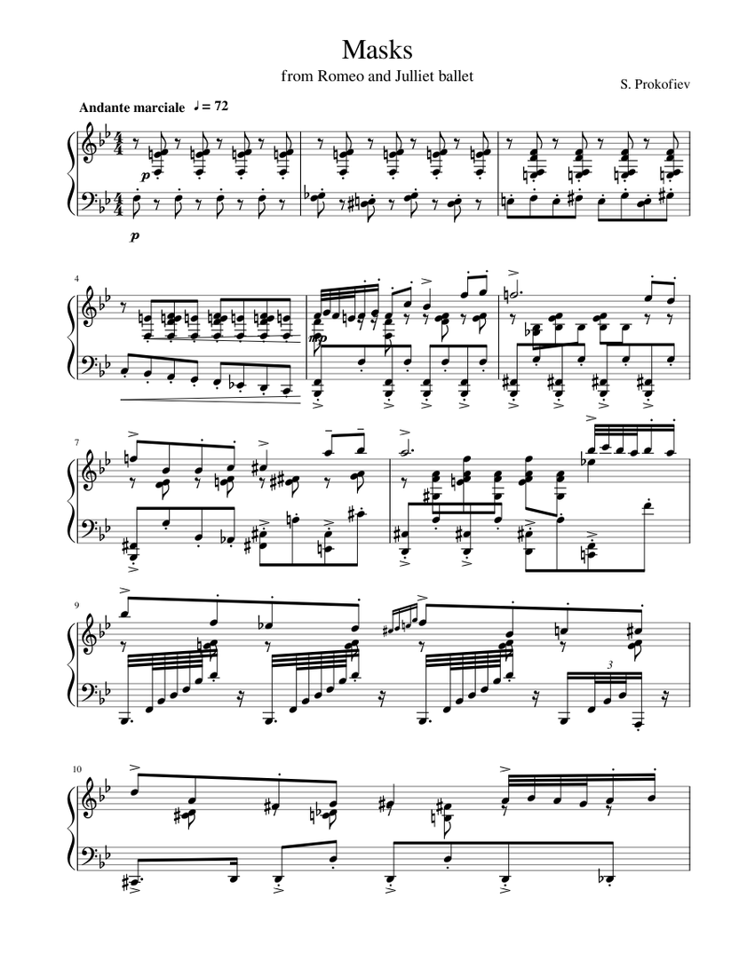 Masks Sheet music for Piano (Solo) | Musescore.com