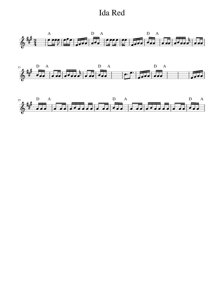 Ida Red Sheet music for Piano (Solo) | Musescore.com