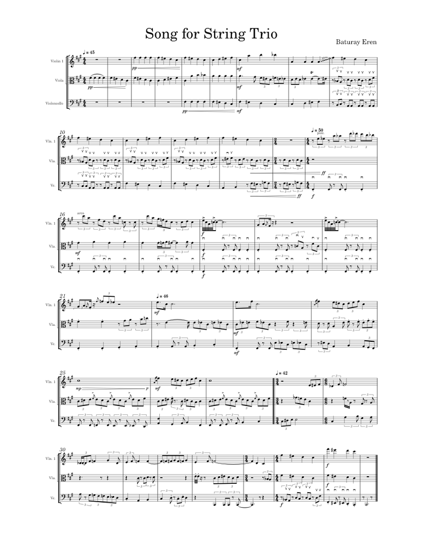 Song for String Trio - Baturay Eren Sheet music for Violin, Viola ...