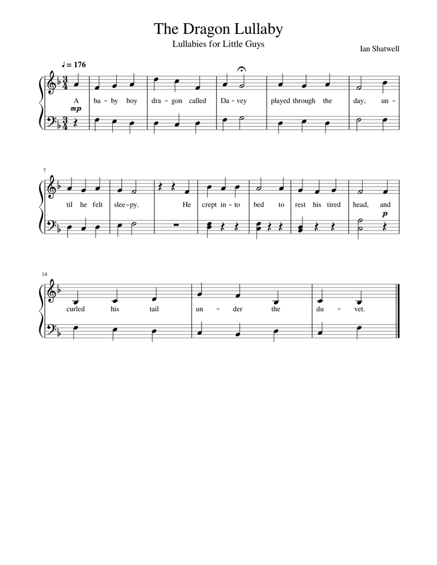 The Dragon Lullaby Sheet Music for Piano (Solo) Easy | MuseScore.com