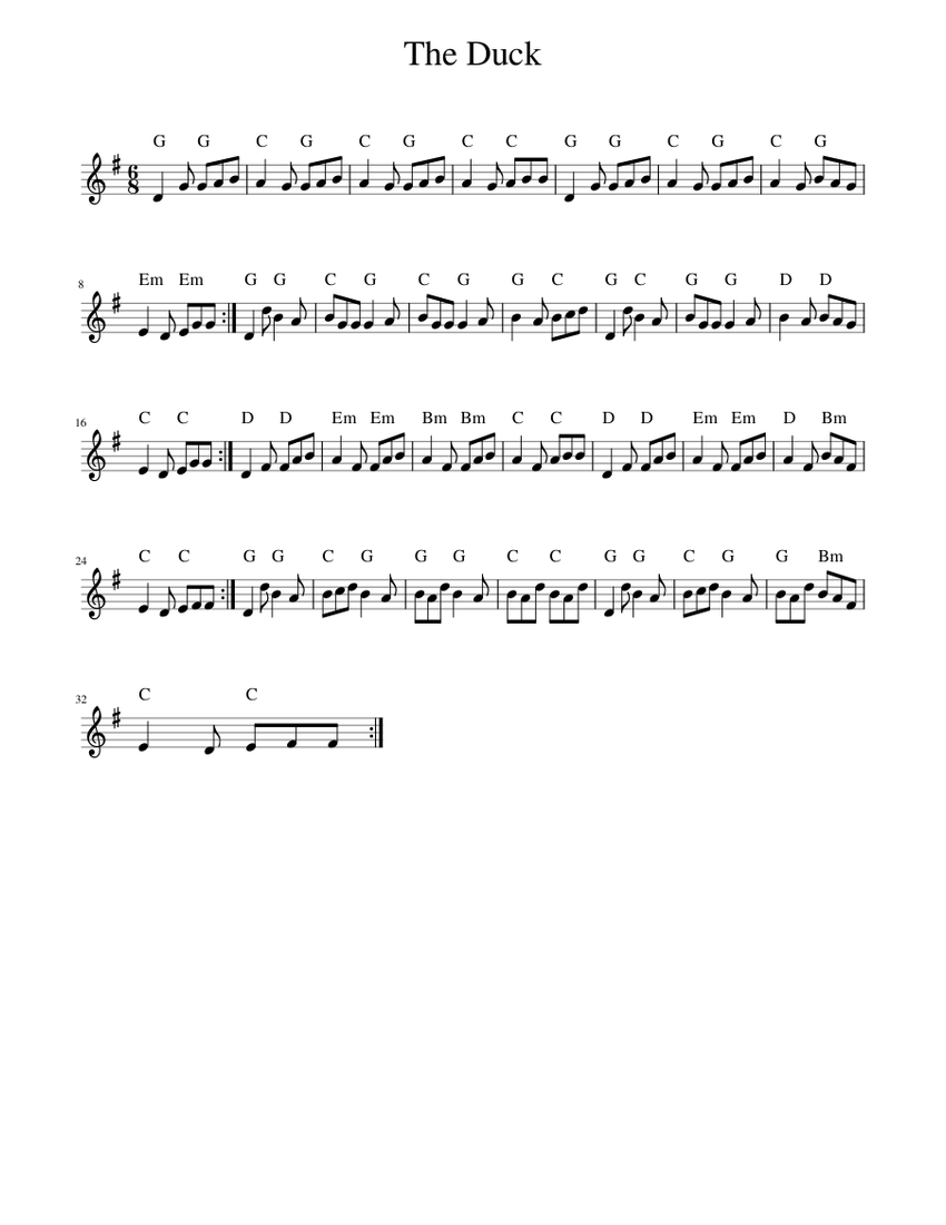 The Duck Sheet Music with Chords for Piano (Solo) easy | MuseScore.com