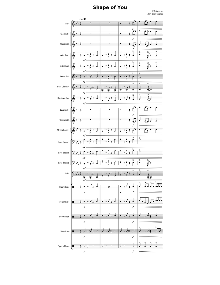 Shape of You Sheet Music for Trombone, Euphonium, Tuba, Mellophone ...