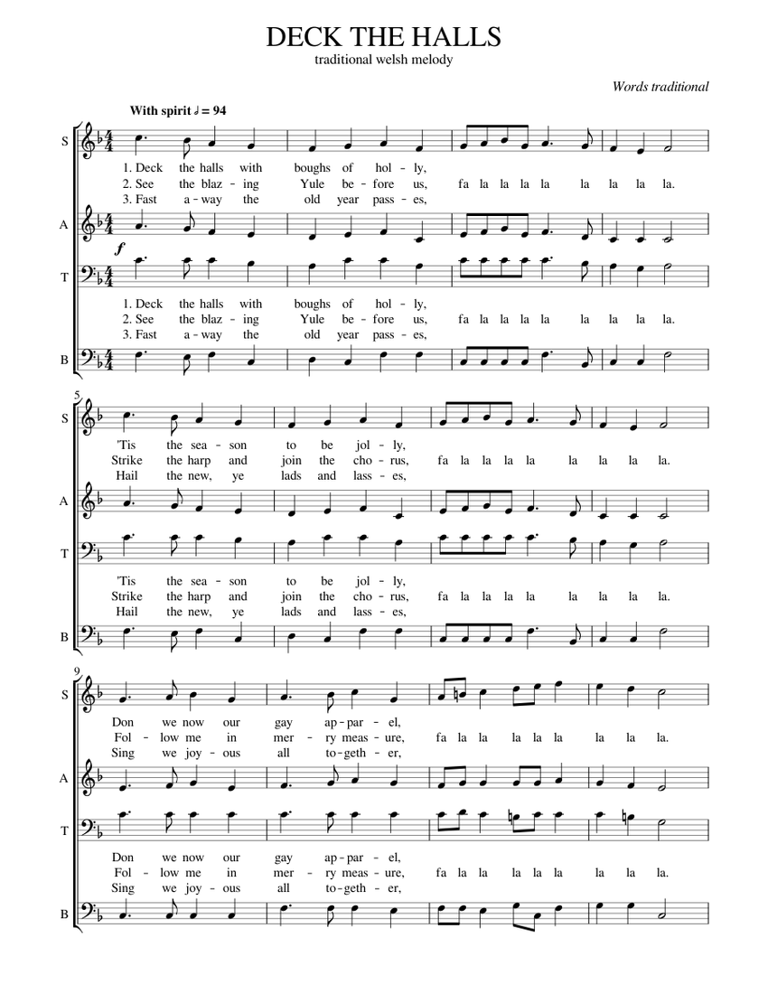 Deck the halls – Misc Christmas Deck the halls Sheet music for Soprano ...
