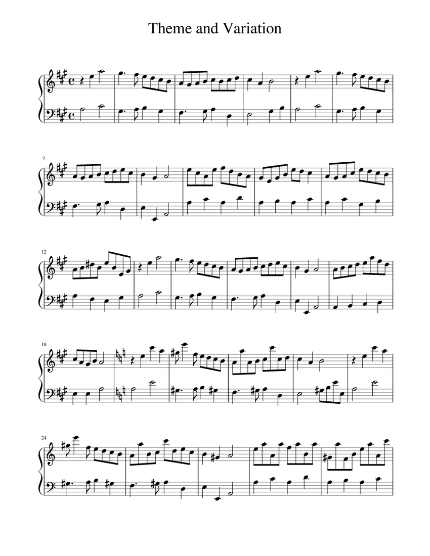 Theme and Variation Sheet music for Piano (Solo) | Musescore.com