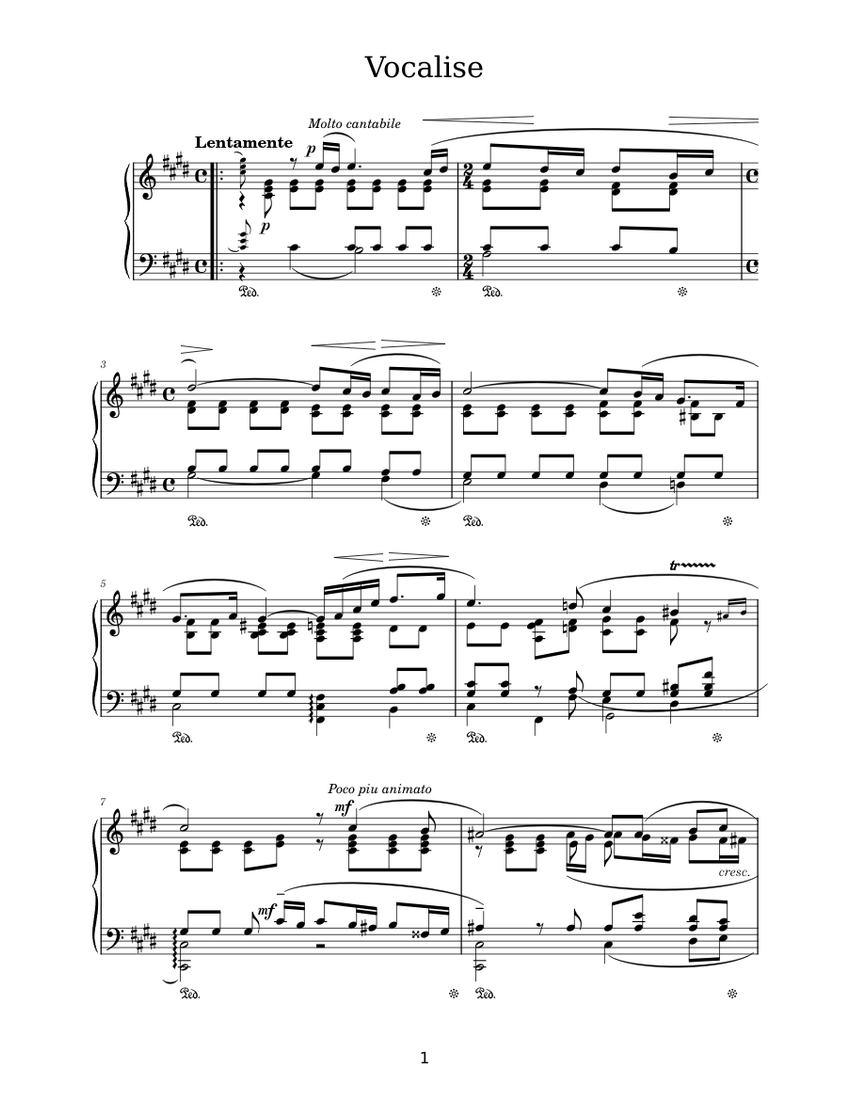 Vocalise (No.14 from Fourteen Songs, Op.34) – Sergei Rachmaninoff ...