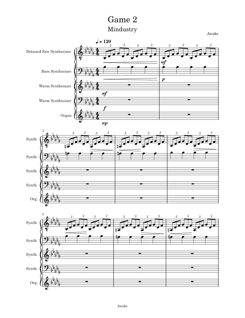 Game 2 – Anuke (Mindustry Game Music) [Transcription] Sheet Music for ...
