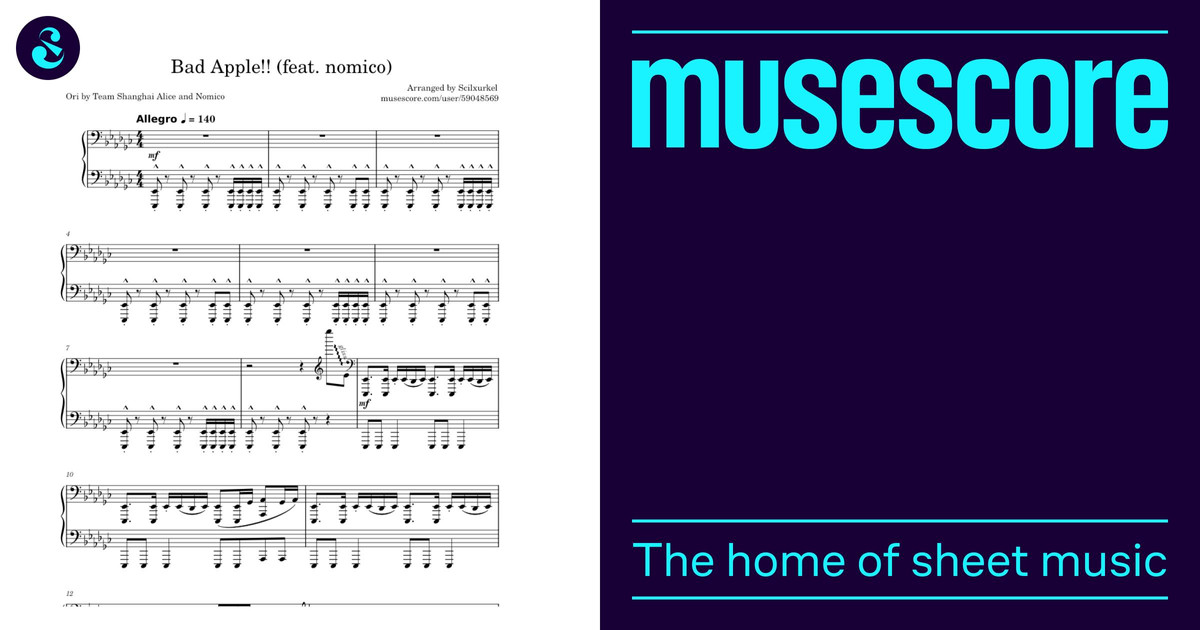 Bad Apple!! – nomico Sheet music for Piano (Solo) | Musescore.com