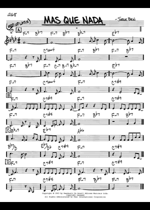 Play Official version of Mas Que Nada Sheet Music by Sergio Mendes for ...