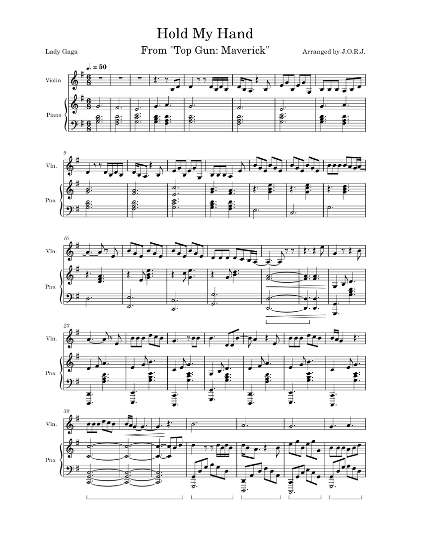 Hold My Hand - Lady Gaga | Piano & Violin Duet Sheet music for Piano ...
