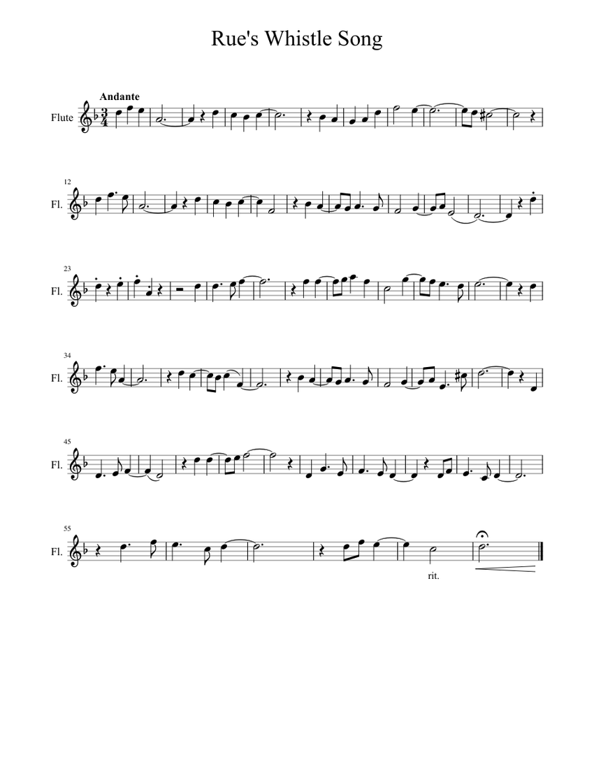 Rue's Whistle Song Sheet music for Flute (Solo) | Musescore.com