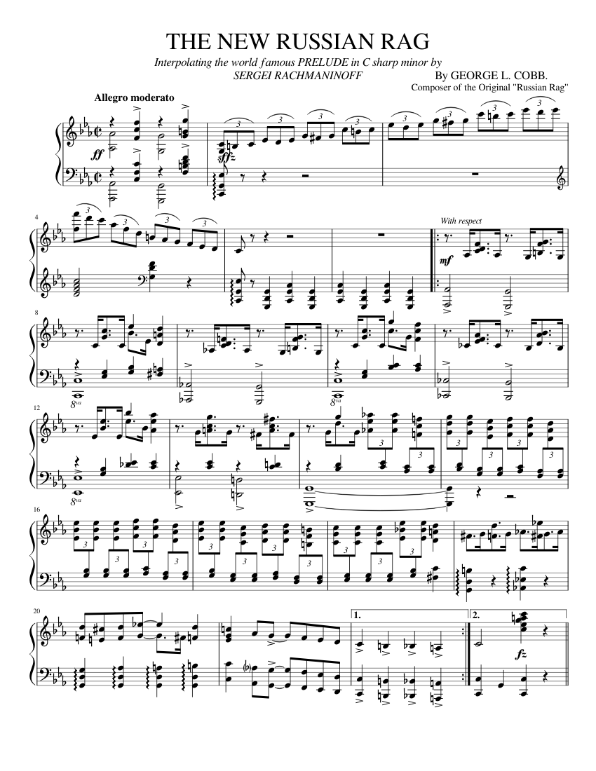The New Russian Rag (1923) Sheet music for Piano (Solo) | Musescore.com