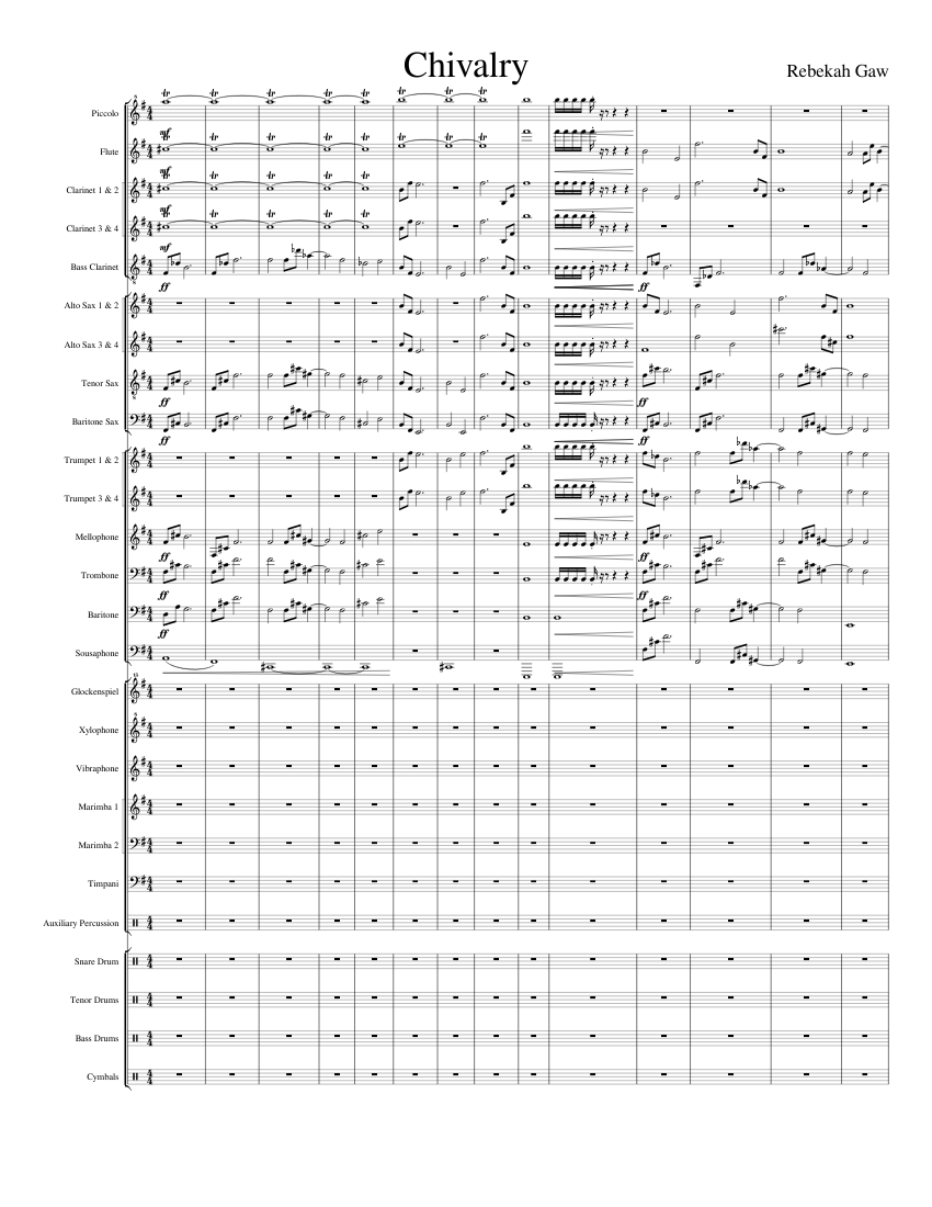 Chivalry Sheet music for Trombone, Flute, Oboe, Timpani (Mixed Quartet ...