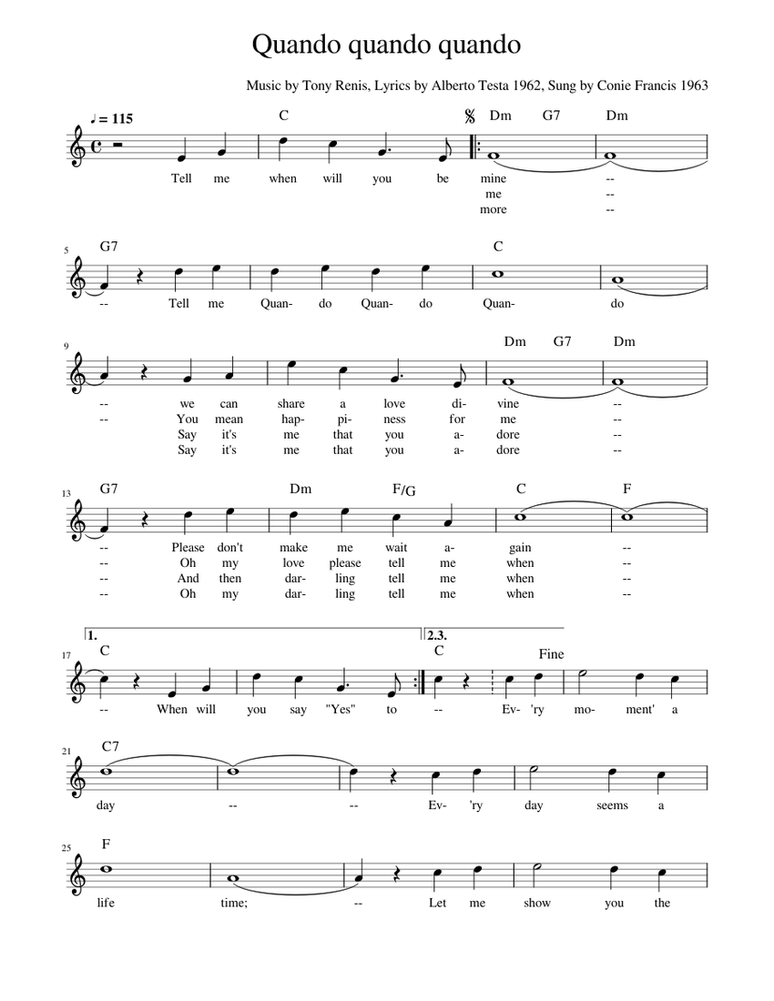 QuandoQuandoQuando Sheet music for Piano (Solo) Easy | Musescore.com