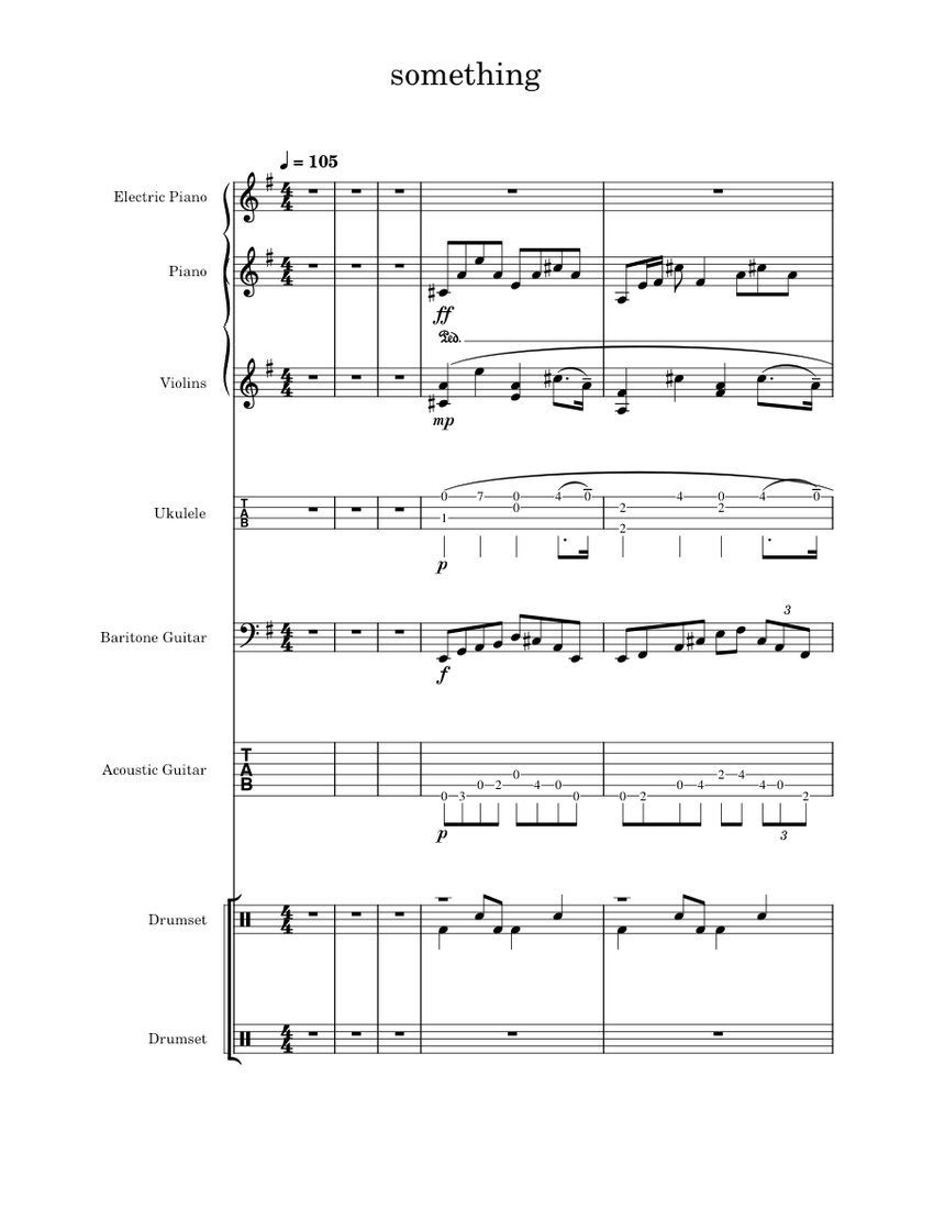 something – DANlELO Sheet Music for Piano, Guitar, Drum group, Strings group & more instruments ...