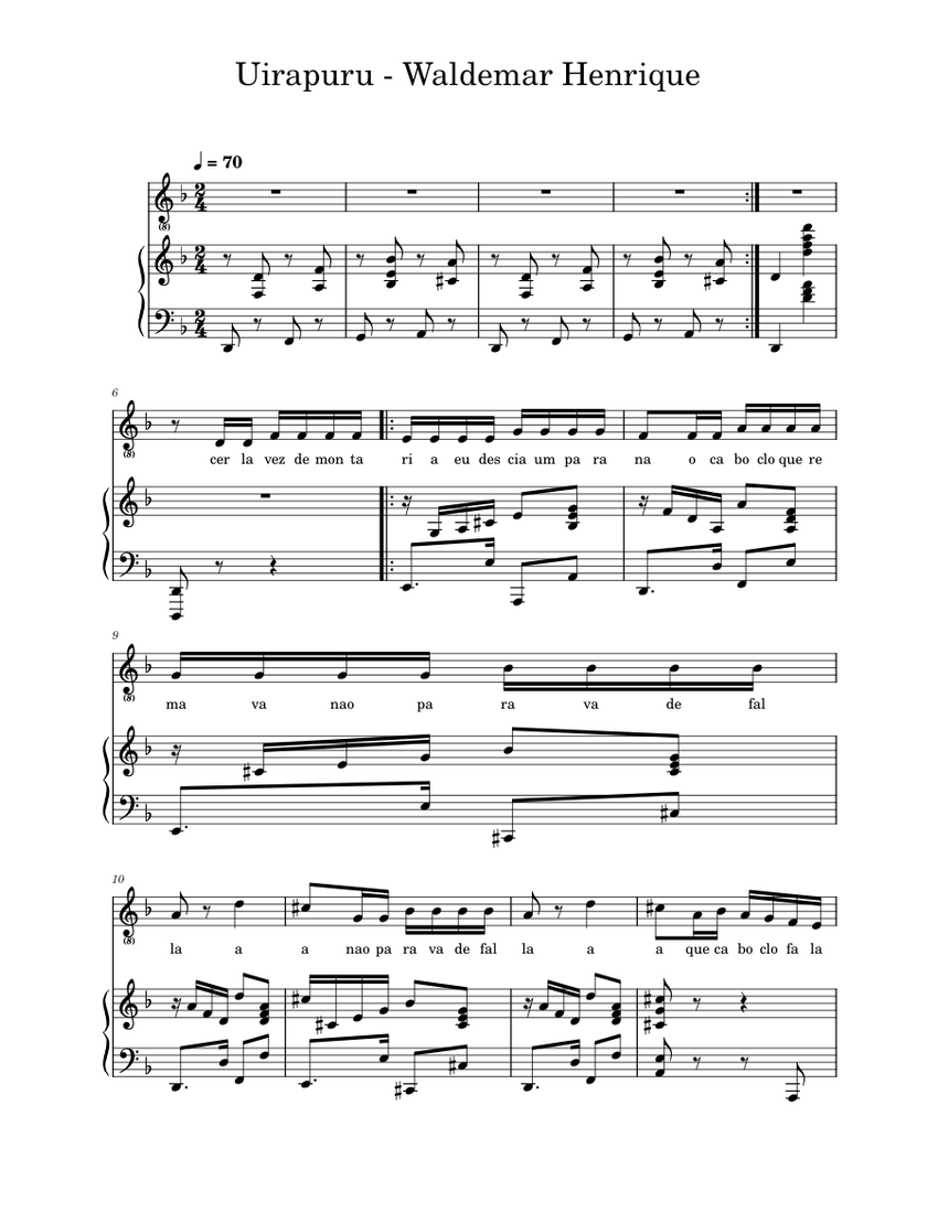 Uirapuru - Waldemar Henrique Sheet music for Piano, Vocals (Piano-Voice ...